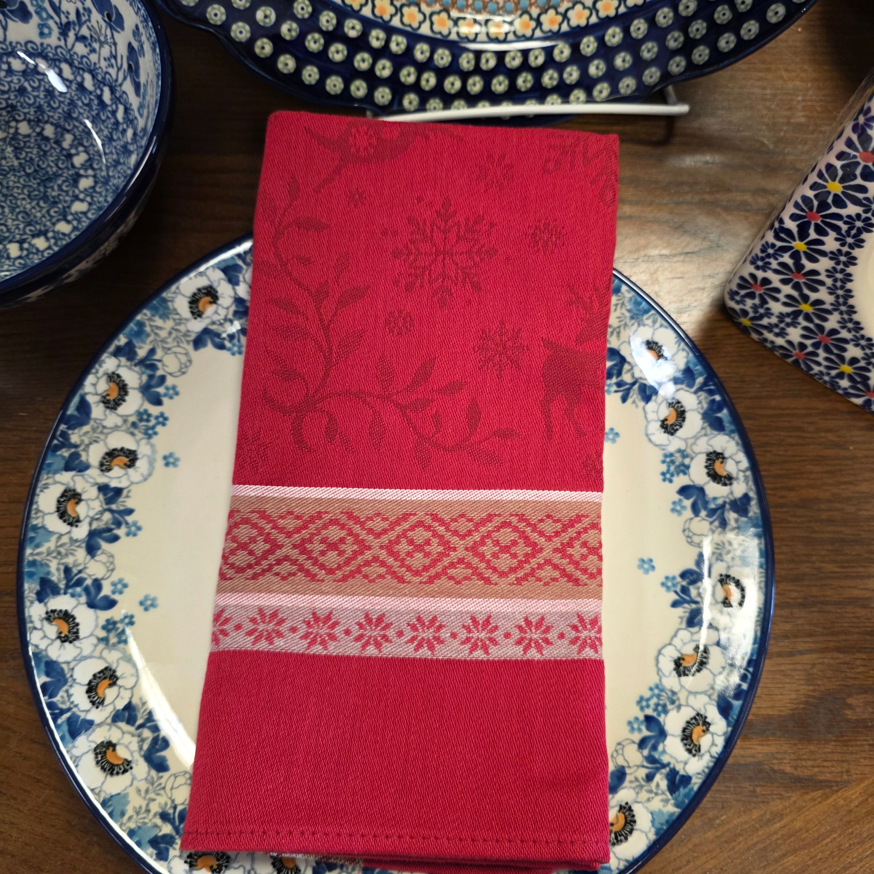 Napkin Red Jacquard (20") – PolishPottery.com