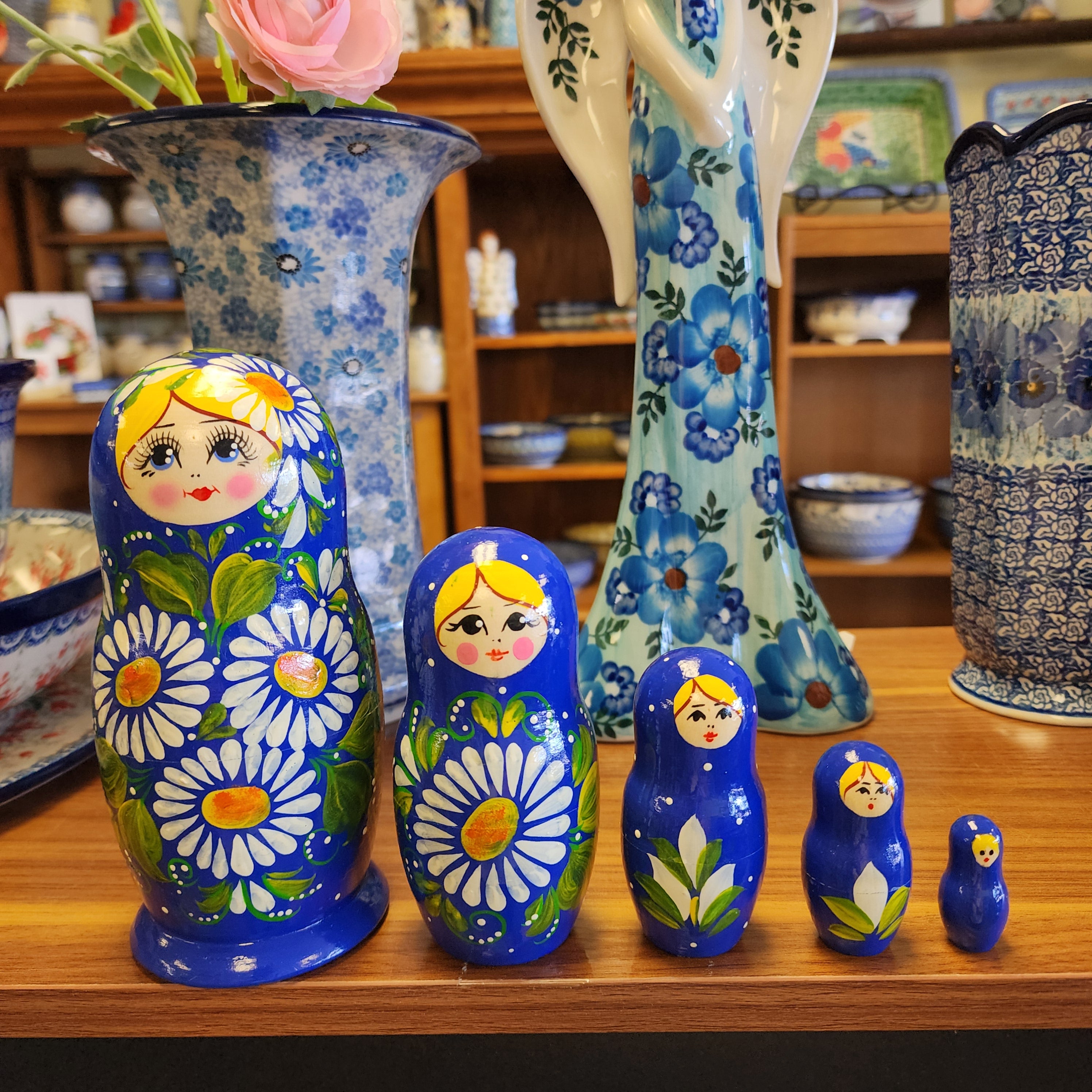 Matrushka Blue Nesting Dolls (5pc) – PolishPottery.com
